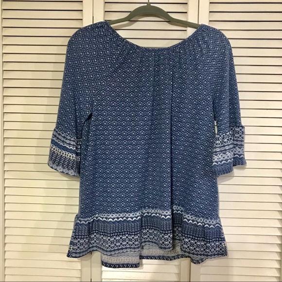 Como Blu | Tops | Como Blu Boho Blue Top | Poshmark